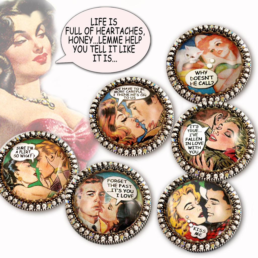 Retro Pulp Romance Comic Book Bracelet – Sweet Romance Jewelry