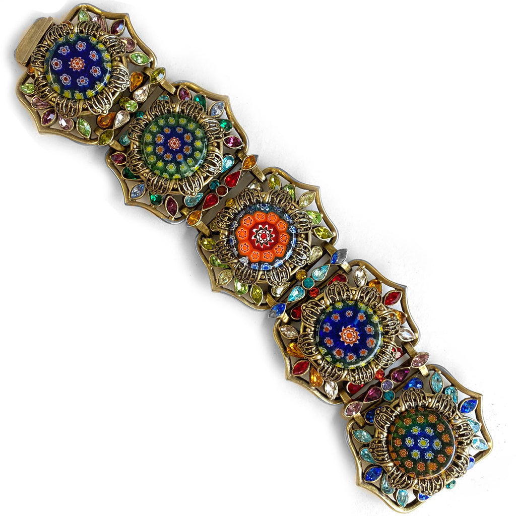Millefiori Glass Moorish Retro Statement Bracelet – Sweet Romance Jewelry