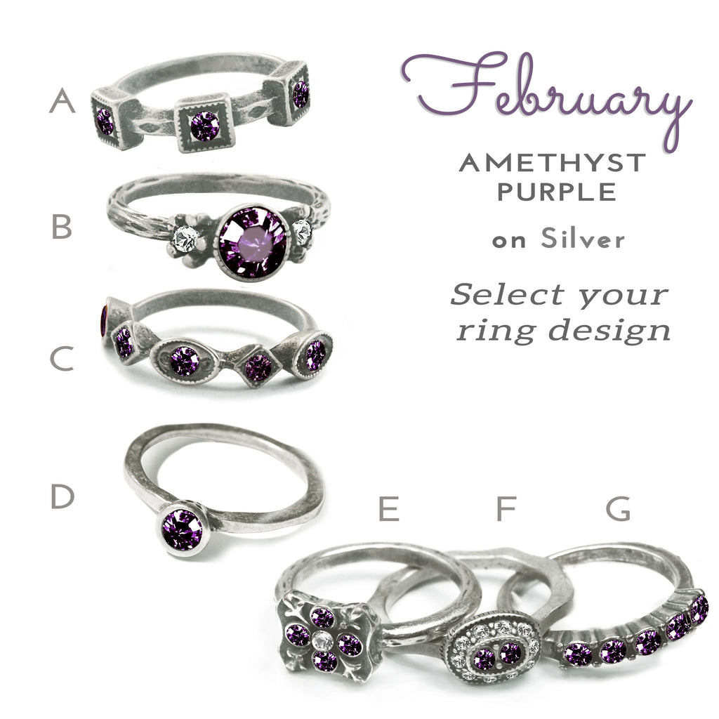Stackable February Birthstone Ring Amethyst Purple – Sweet Romance Jewelry