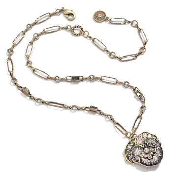 Pave Crystal Pansy Chain Necklace - Floral Jewelry | Made in USA ...