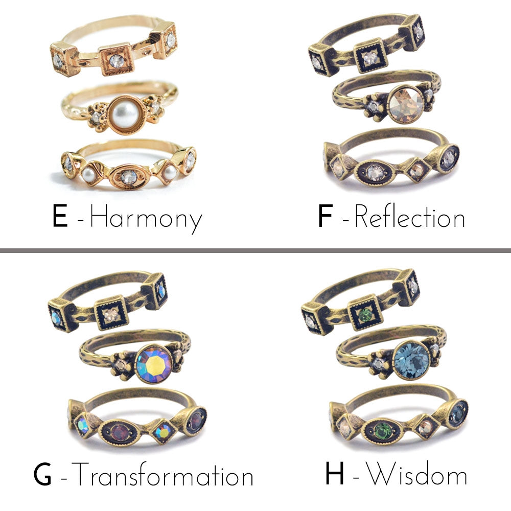 Inspirational Crystal Rings Set by Sweet Romance – Sweet Romance Jewelry